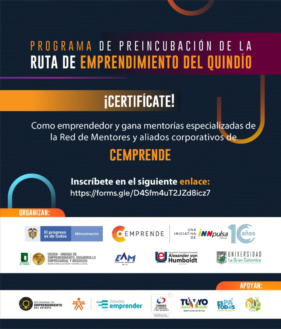 Programa de preincubación de la ruta de emprendimiento del Quindío | CEmprende